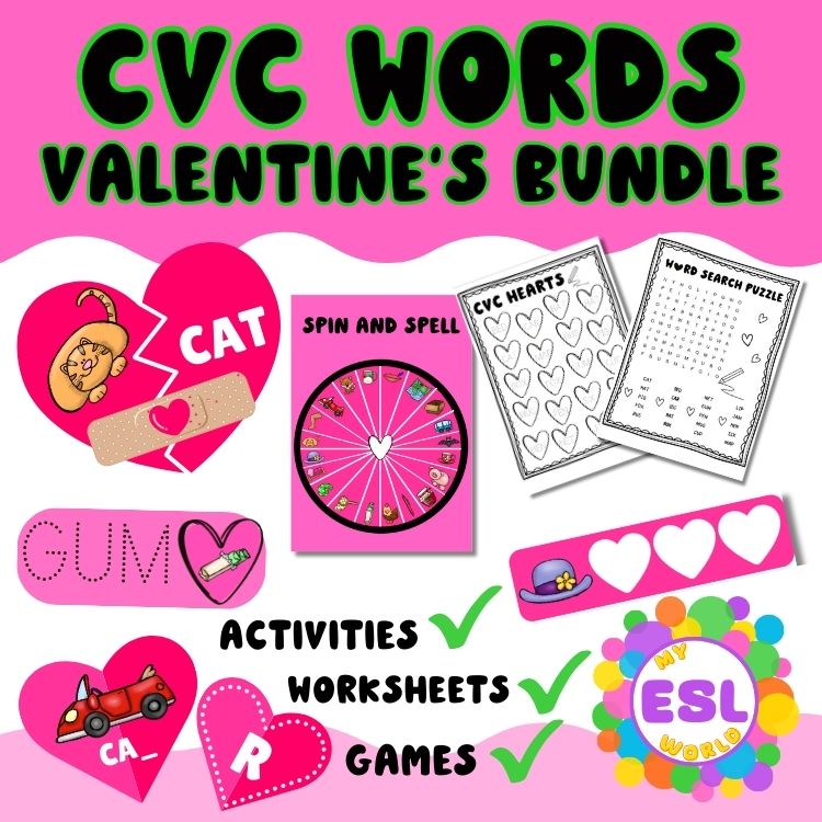 BUNDLE CVC words – Valentine’s Day edition – My ESL World
