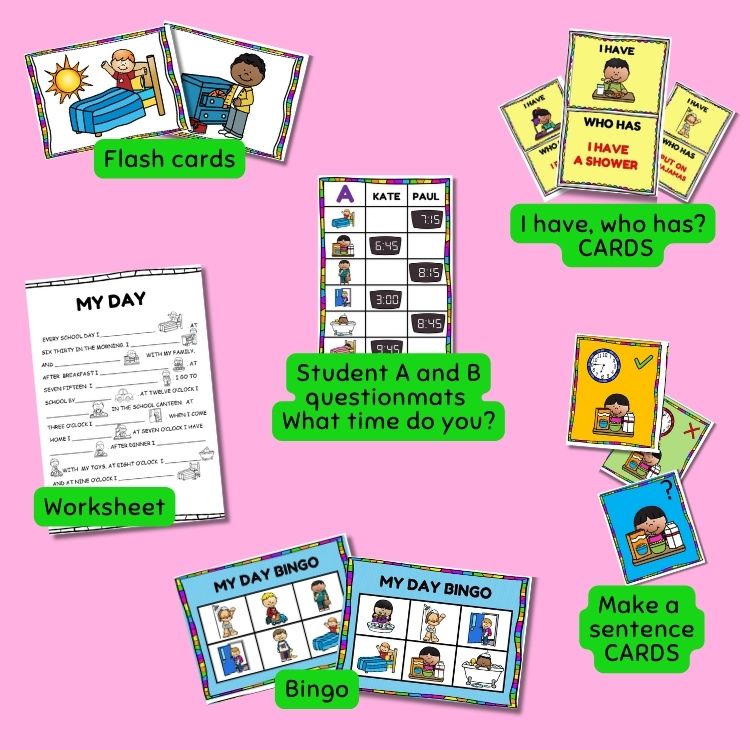 Daily Routine-Present simple and Telling time – My ESL World