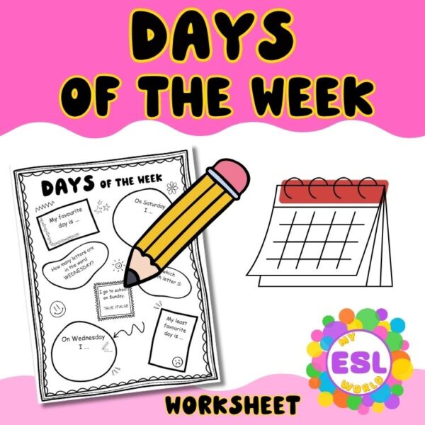 FREEBIE Days of the week – worksheet – My ESL World