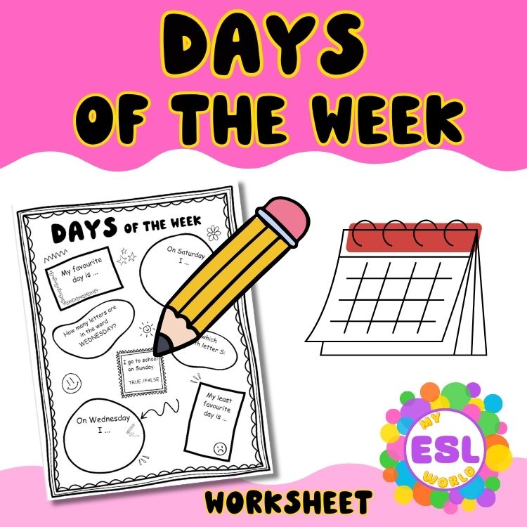 FREEBIE Days of the week – worksheet – My ESL World