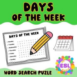 FREEBIE Days of the week – Word search Puzzle – My ESL World