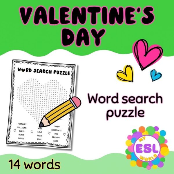 FREEBIE Valentine’s day Word search puzzle – My ESL World
