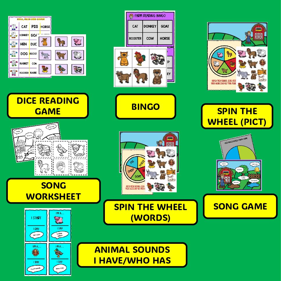 Farm animals – Reading and spelling the words (includes The old ...