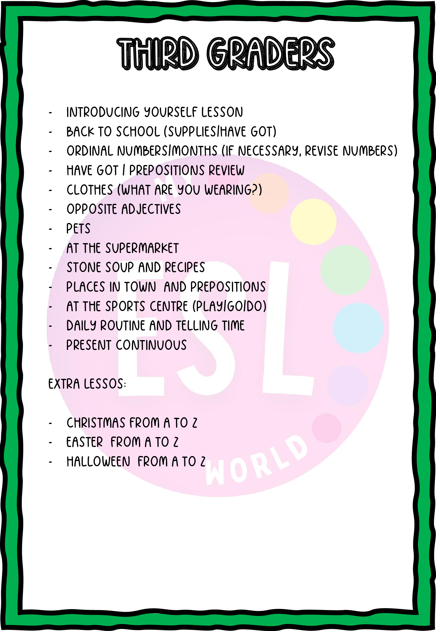 Third Graders – My ESL World