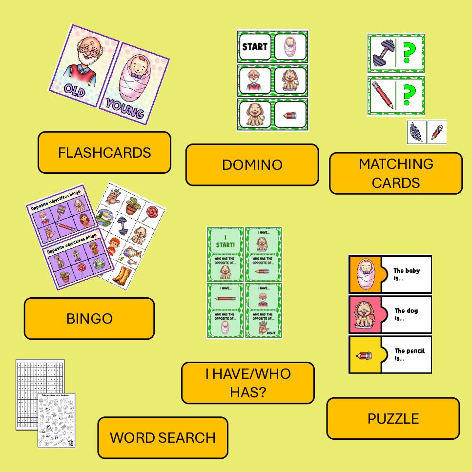 Opposite Adjectives Lesson Pack – Fun ESL Activities for Young Learners ...