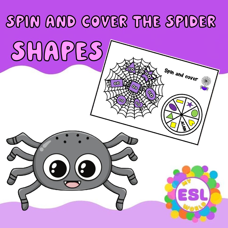 FREEBIE Spin and Cover: Spider Web Shapes Game – My ESL World