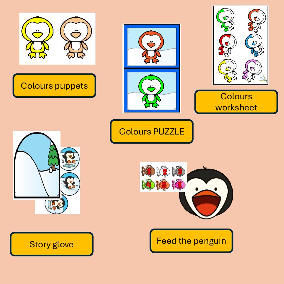 Five little penguins story-Colours and numbers 1 to 5 – My ESL World