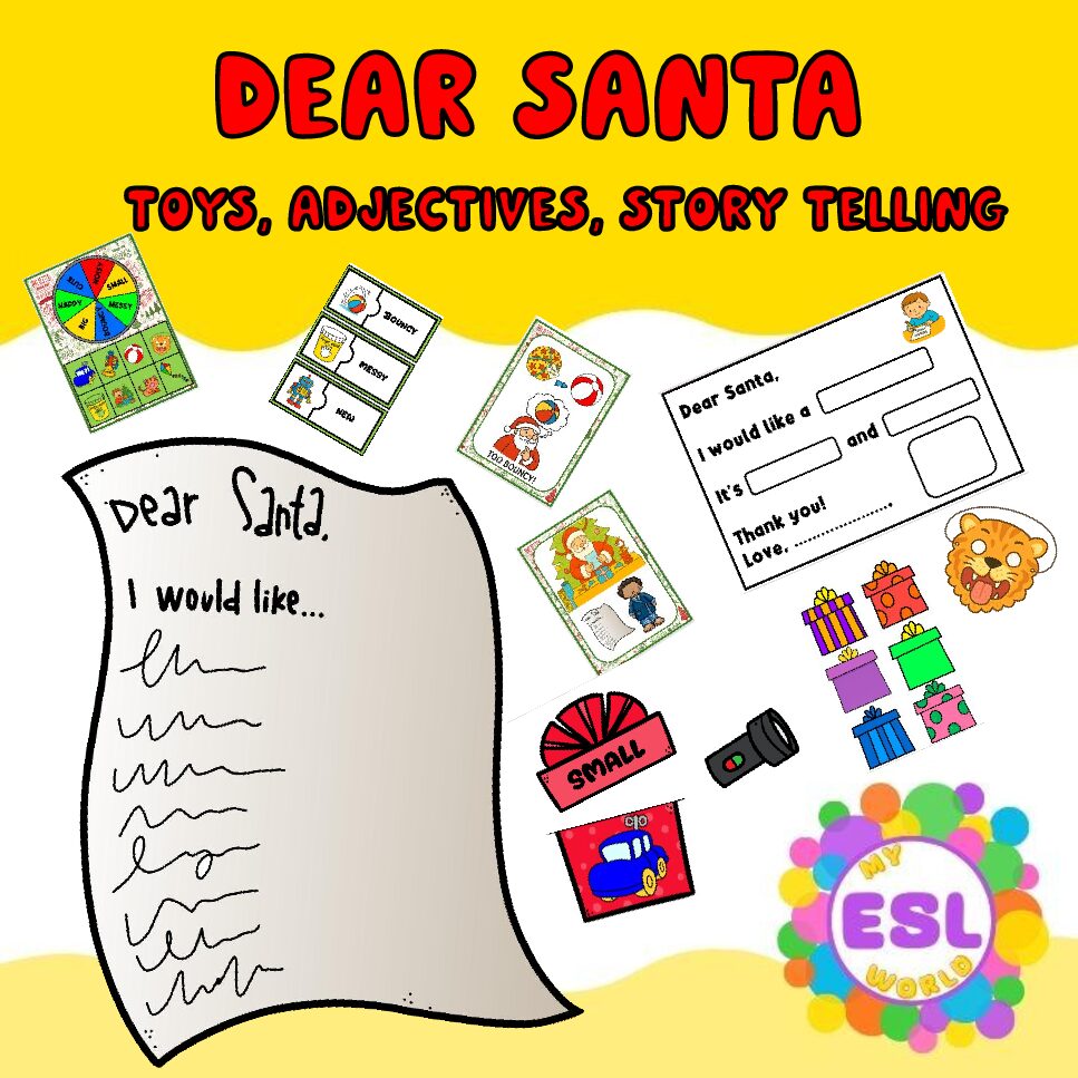 Dear Santa ESL Lesson | Toys & Adjectives Vocabulary for Young Learners ...